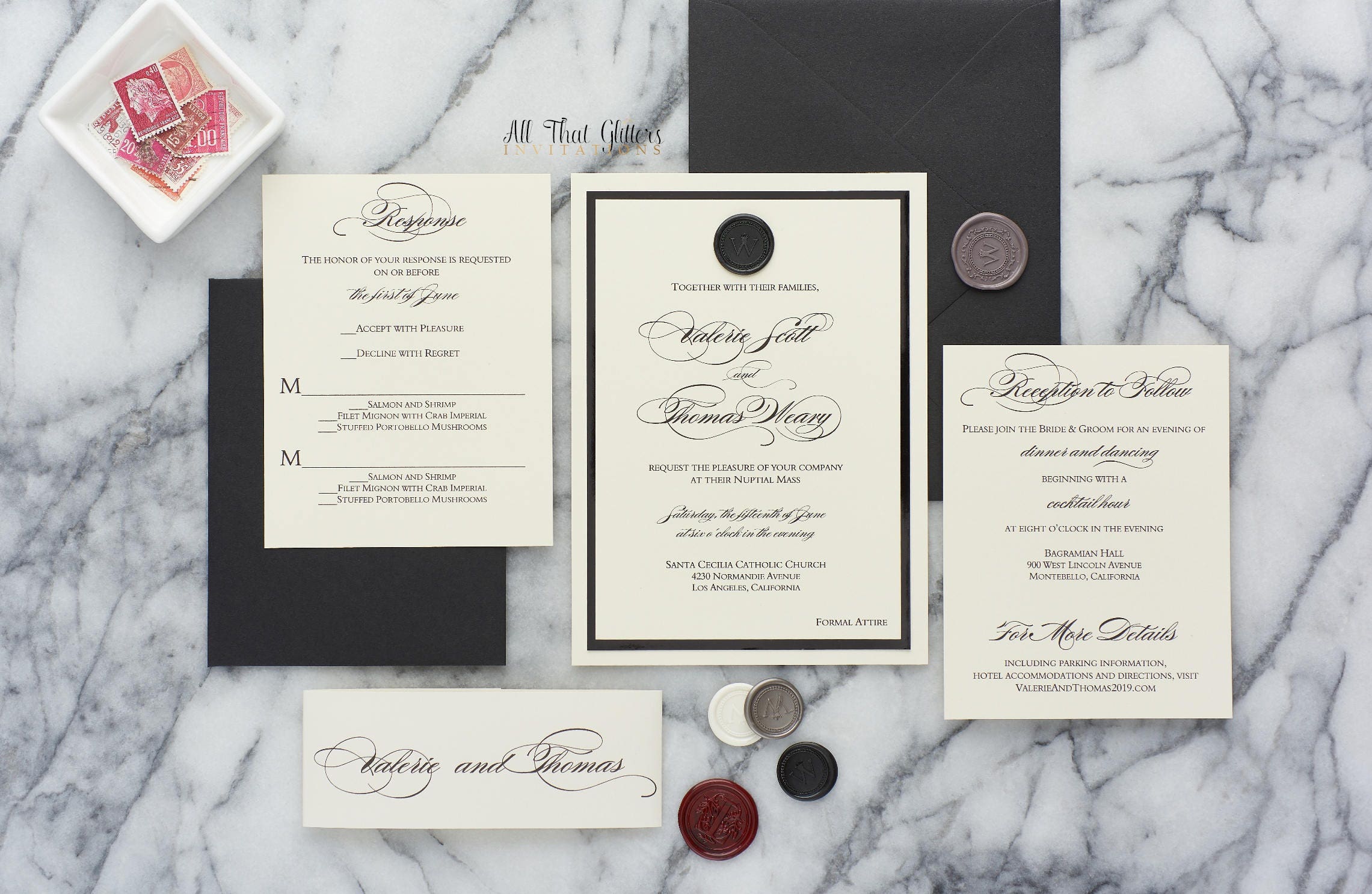 Wax Seal wedding invitations Stamped invites three layers | Etsy