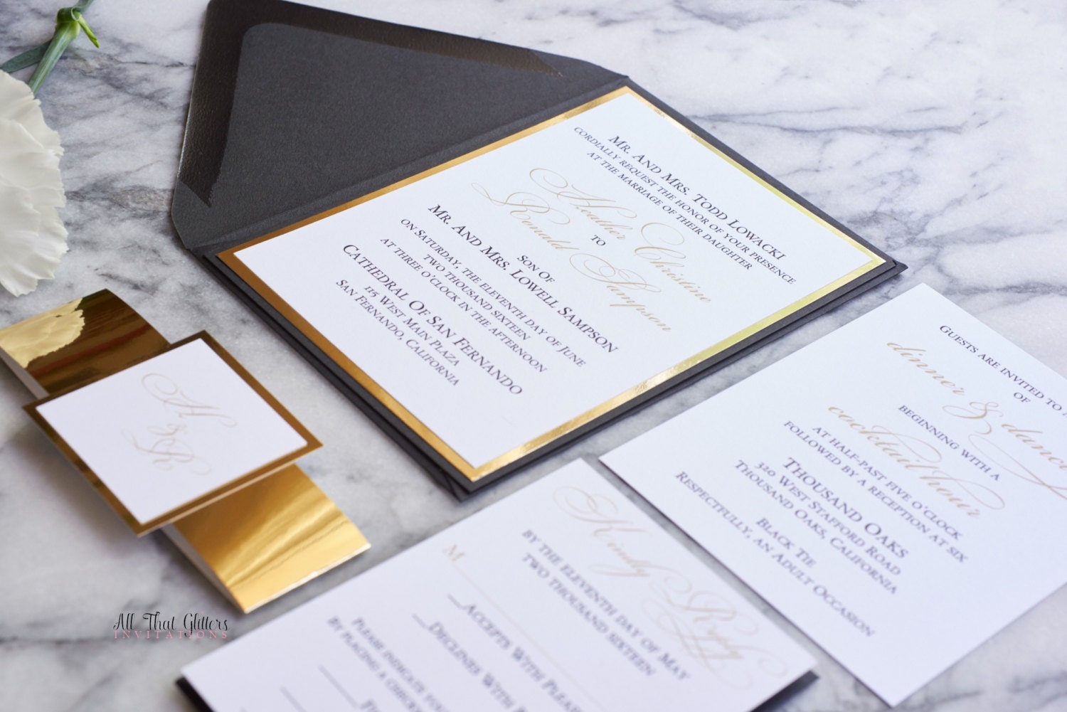Gold Wedding Invitations suite Foil Wedding Invitation Set | Etsy