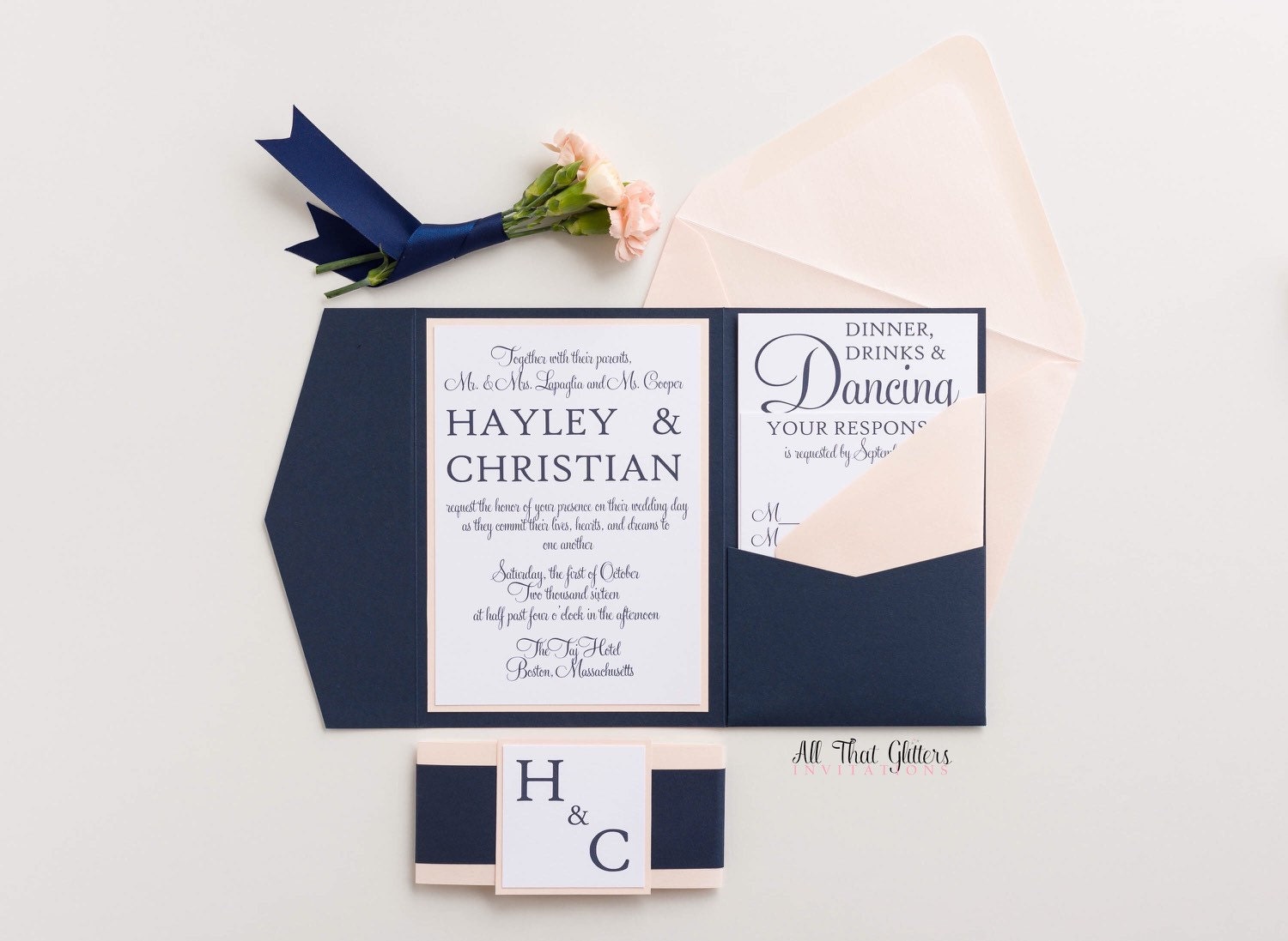 Modern Wedding Invitation Envelope, Pocketfolder Wedding Invitations ...