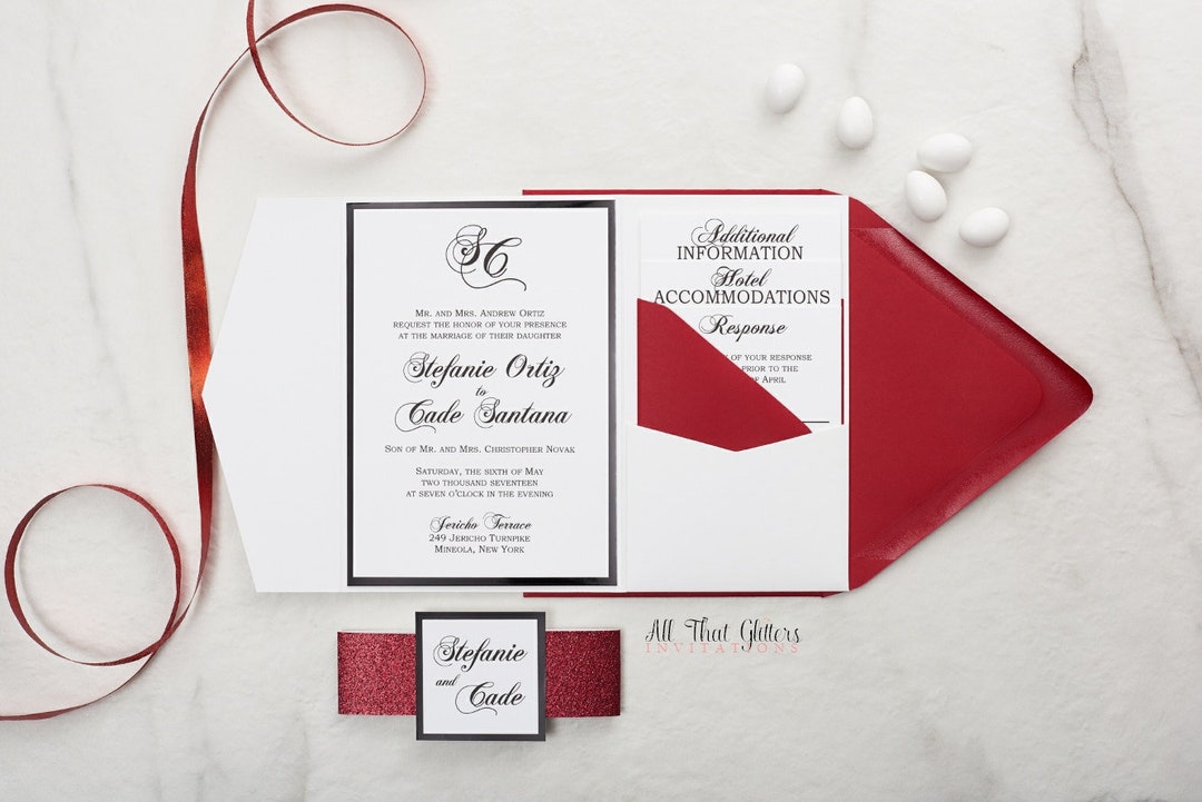 Red and White Wedding Invitations, Valentines Day Wedding Invitations ...