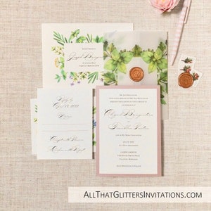 Vellum Wedding Invitations, Initial Flower Wedding Invitation, Boho ...