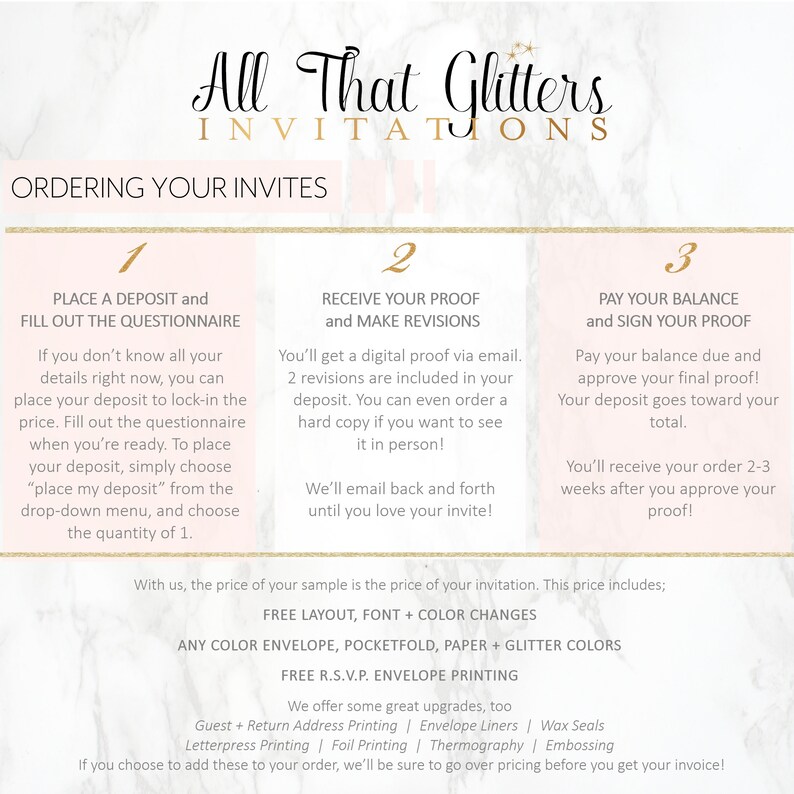 Light Pink Pocket Wedding Invitation Trifold Invitations in - Etsy