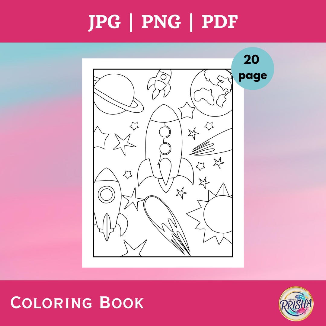 Space Coloring Book Printable Pages Kids Activity Sheets | Rocket ...