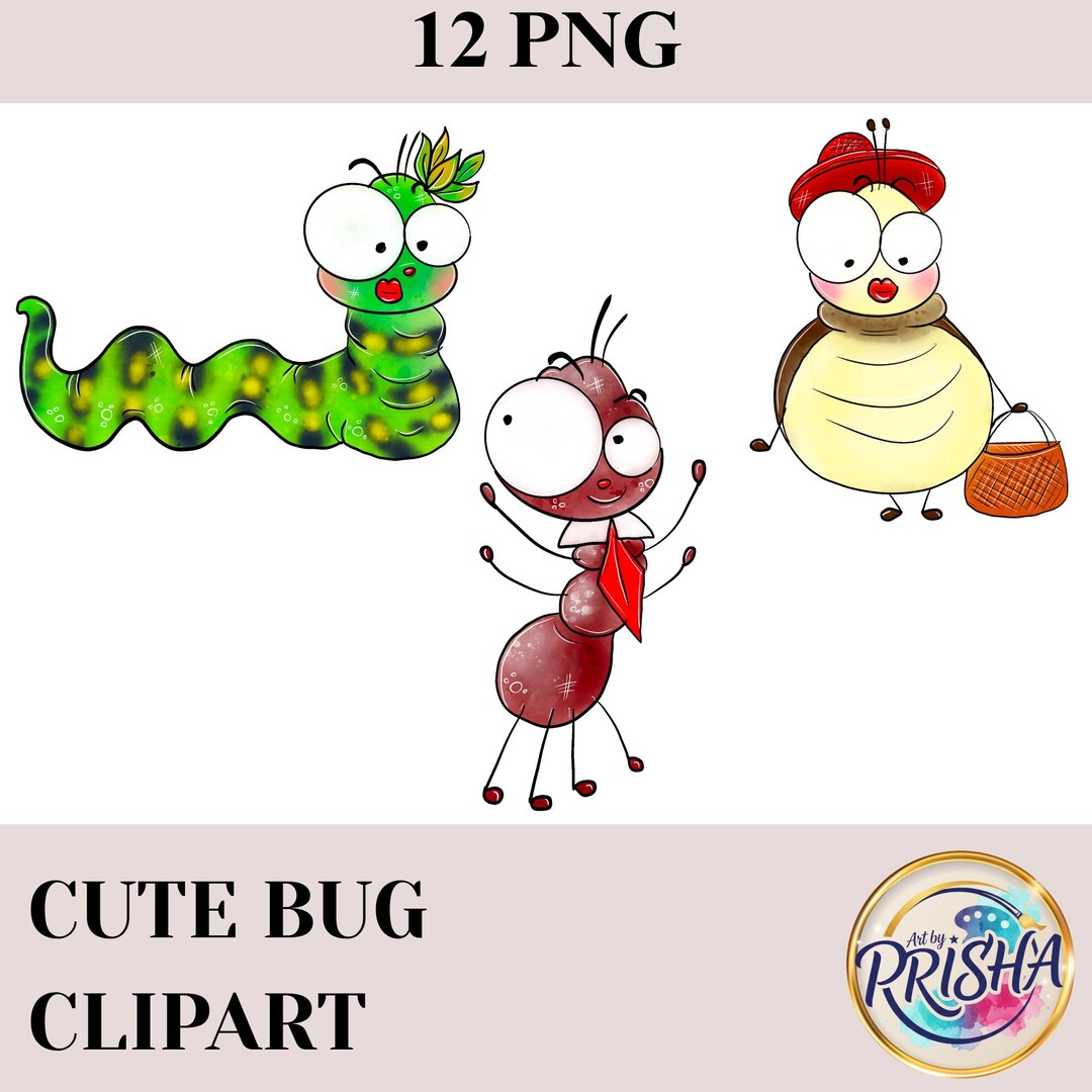 Cartoon Bug Clipart PNG Bundle | Insect Graphics, Kids Illustrations ...
