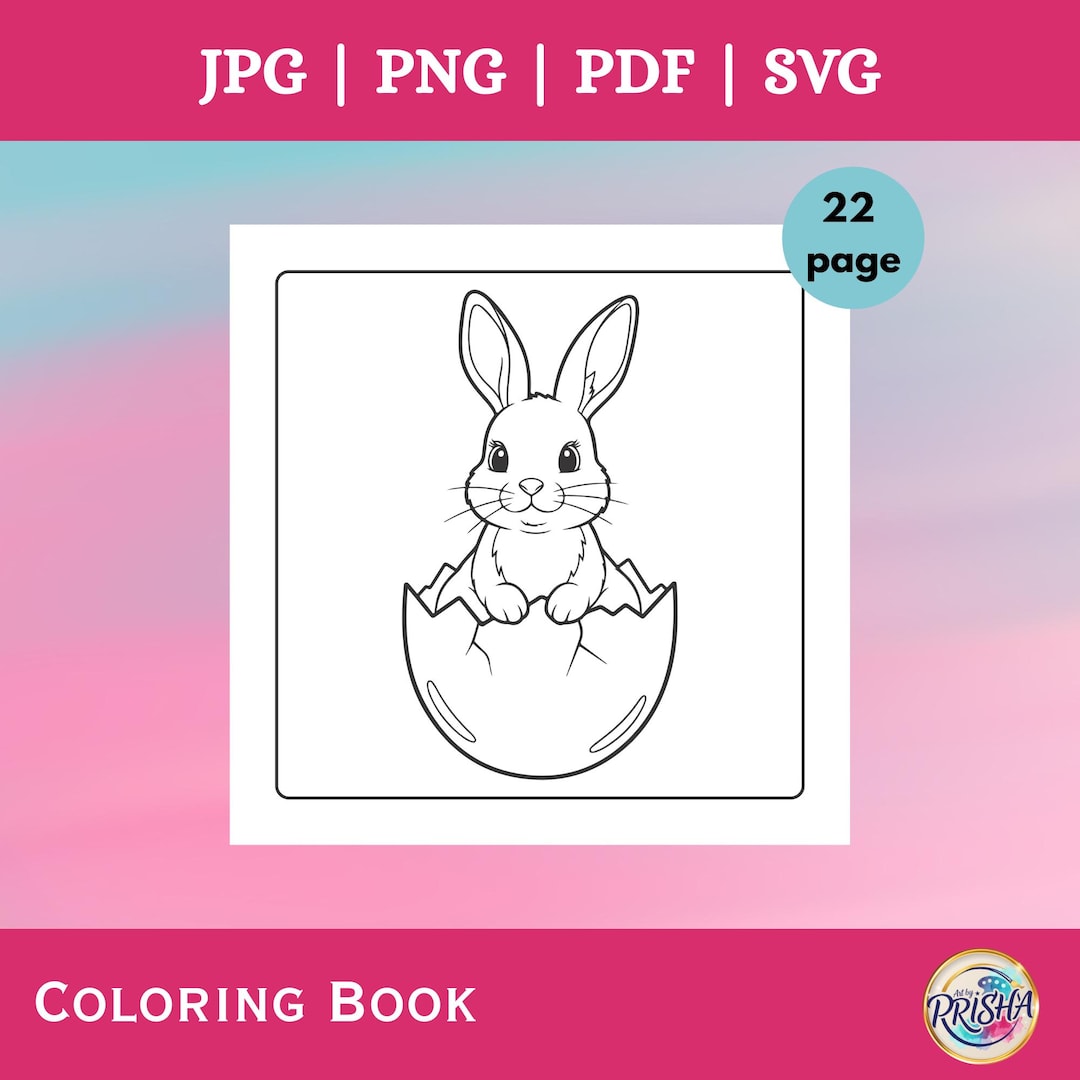 Rabbit Easter Coloring Book Printable Pages Kids Activity Sheets ...