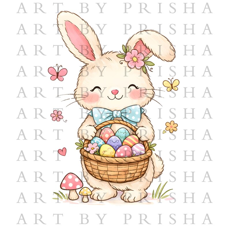 Easter Bunny Clipart PNG Bundle | Spring Rabbit, Egg, Basket & Floral ...
