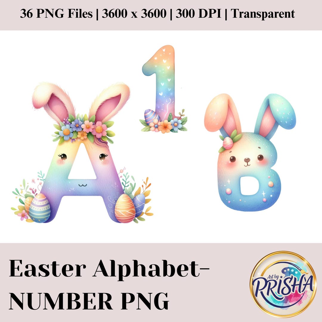 Easter Bunny Alphabet Letters & Numbers PNG | Kids Spring Learning ...