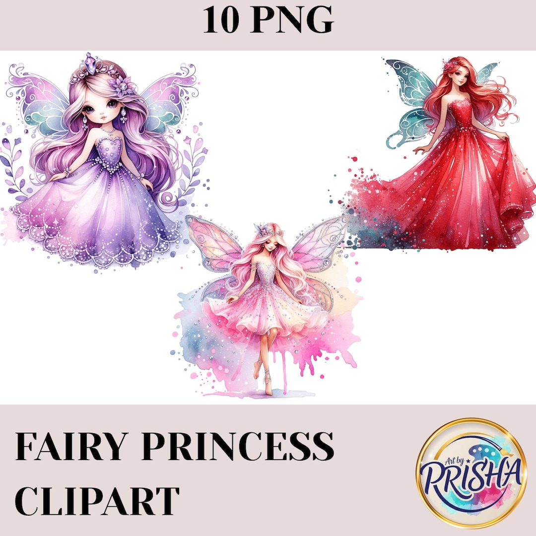 Fairy Princess PNG Clipart Bundle | Magical Fantasy Graphics (10 Files ...