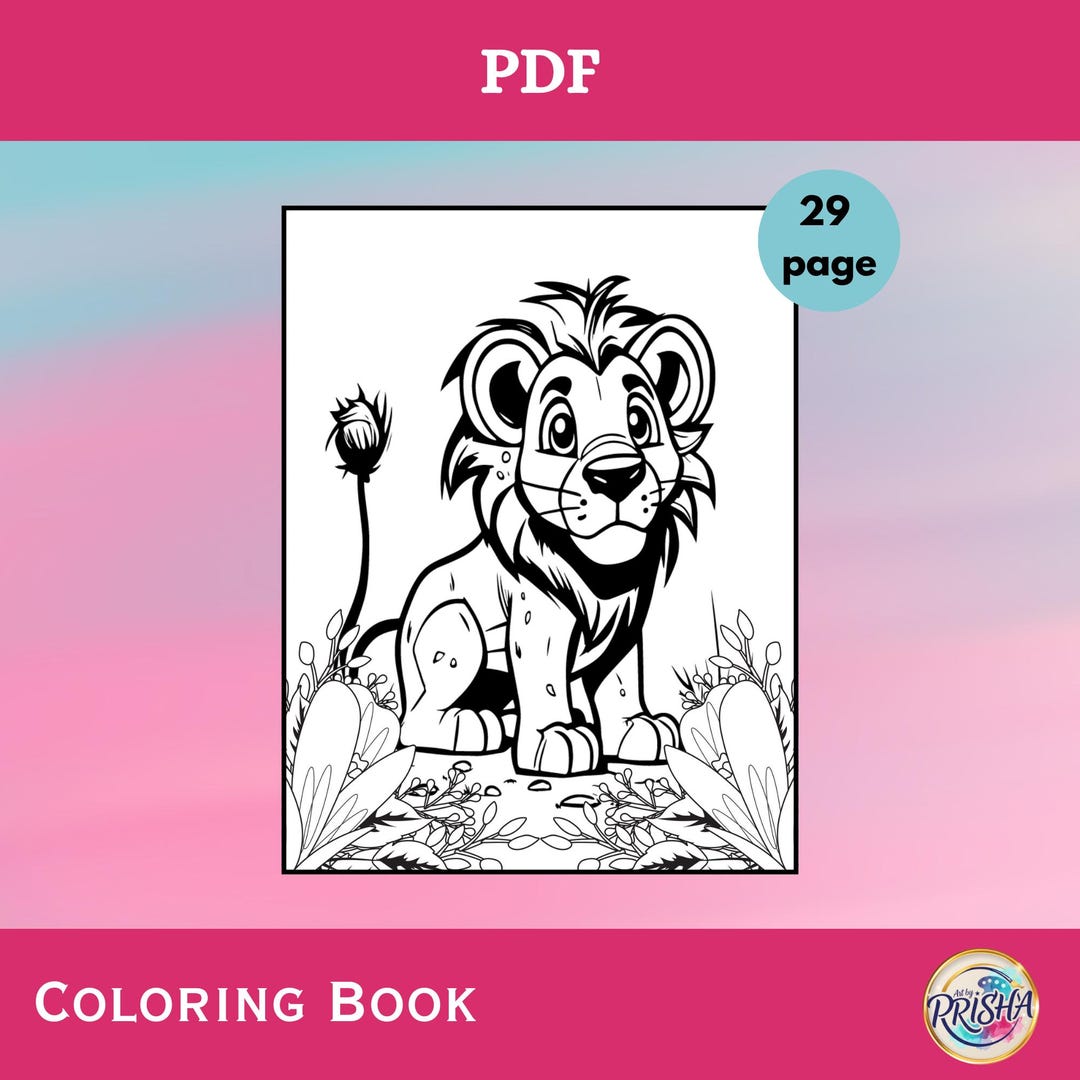 Lion Coloring Book Printable Pages Kids Activity Sheets | Jungle Animal ...