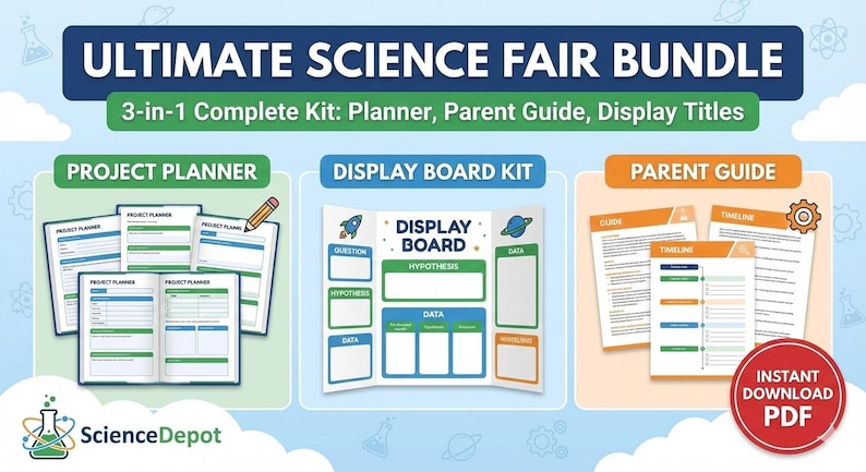 Ultimate Science Fair Bundle | Project Planner, Parent Guide & Board ...