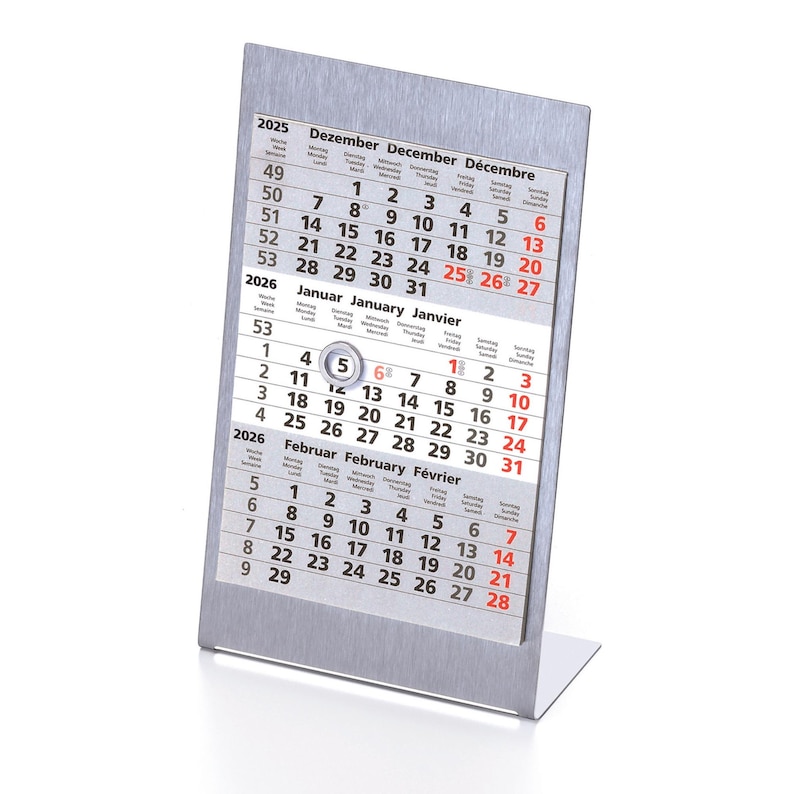 2026 Desktop Steel Calendar | 3-month View, Sliding Day Indicator - Etsy