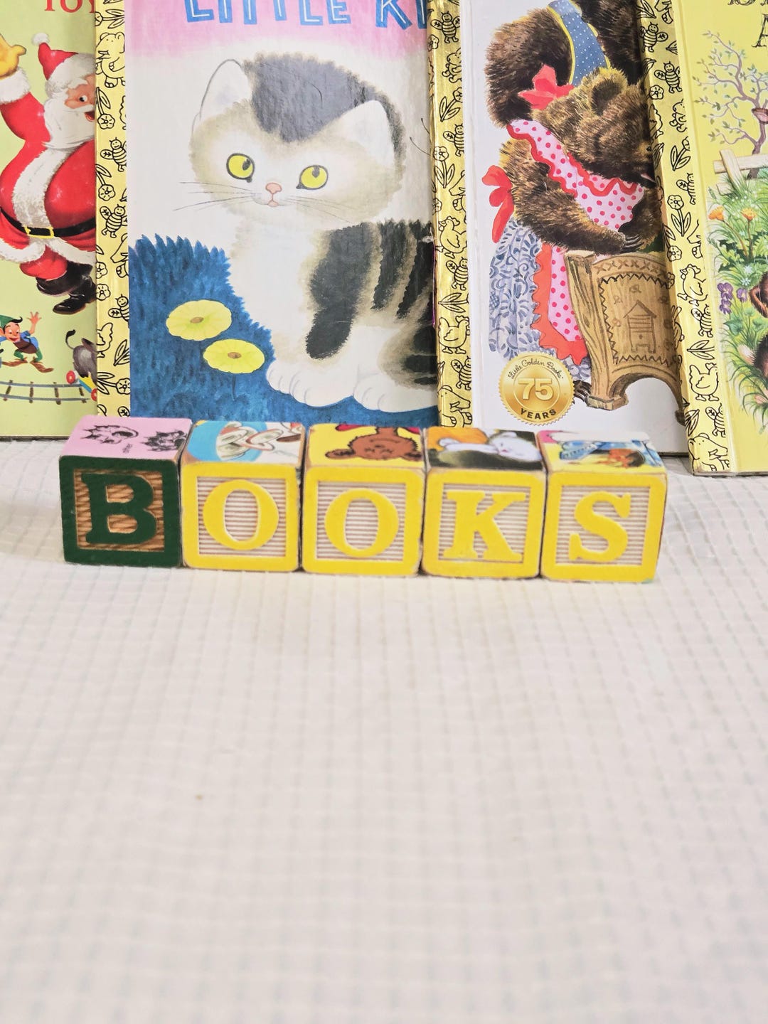 Upcycled Vintage Wooden Word Blocks "books" | Handmade Display Blocks ...