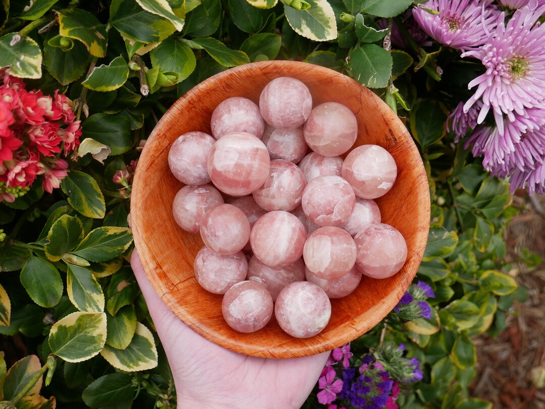 Rose PINK Calcite Spheres Crystal Spheres Crystal Orbs Balls Calcite ...