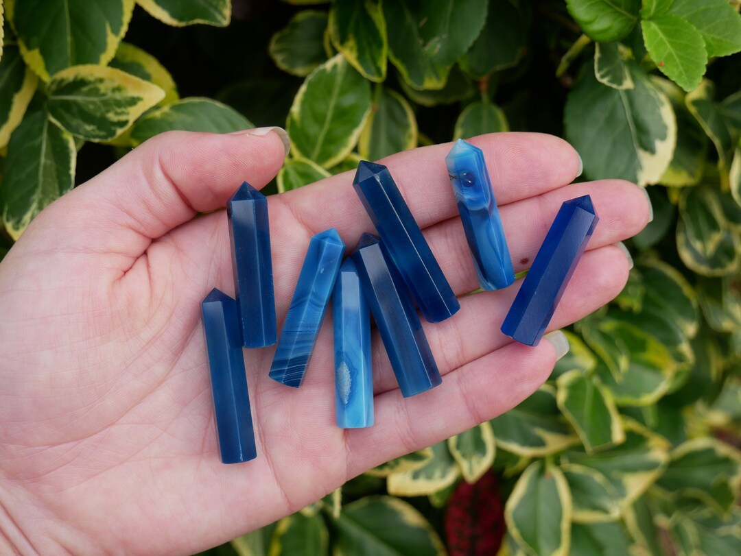 Blue ONYX Dyed Points Dyed Crystals Healing Stones Throat Chakra ...