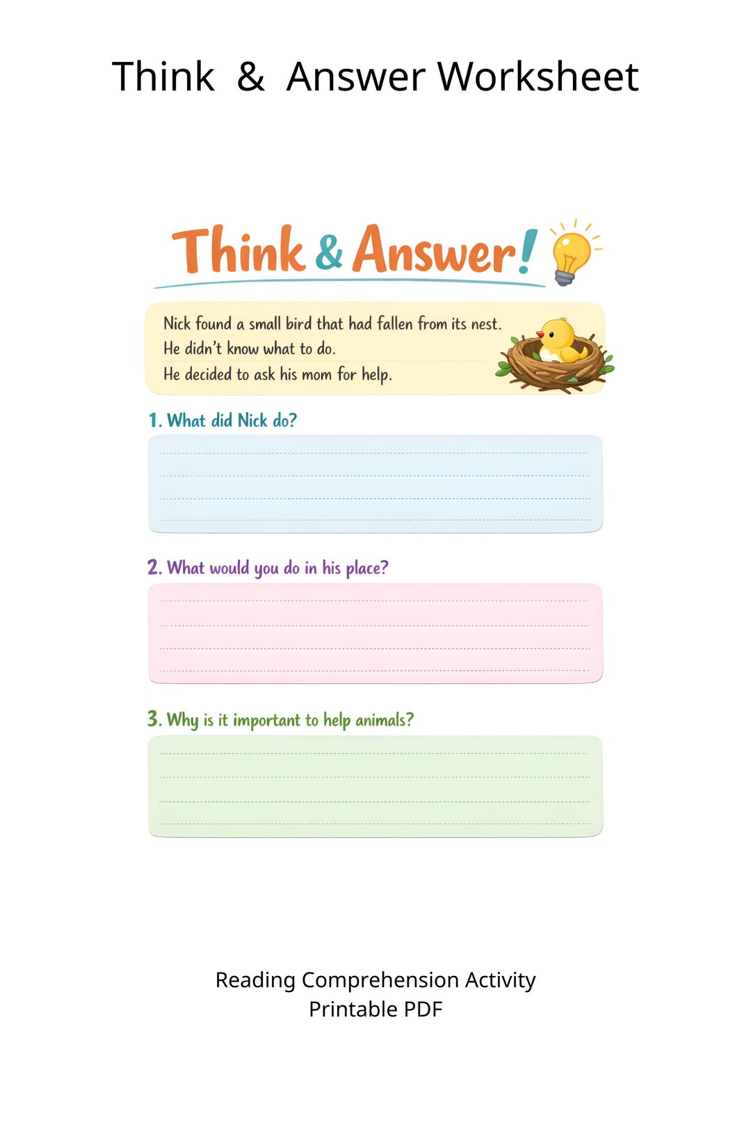 Critical Thinking Worksheet for Kids | SEL Reading Comprehension ...