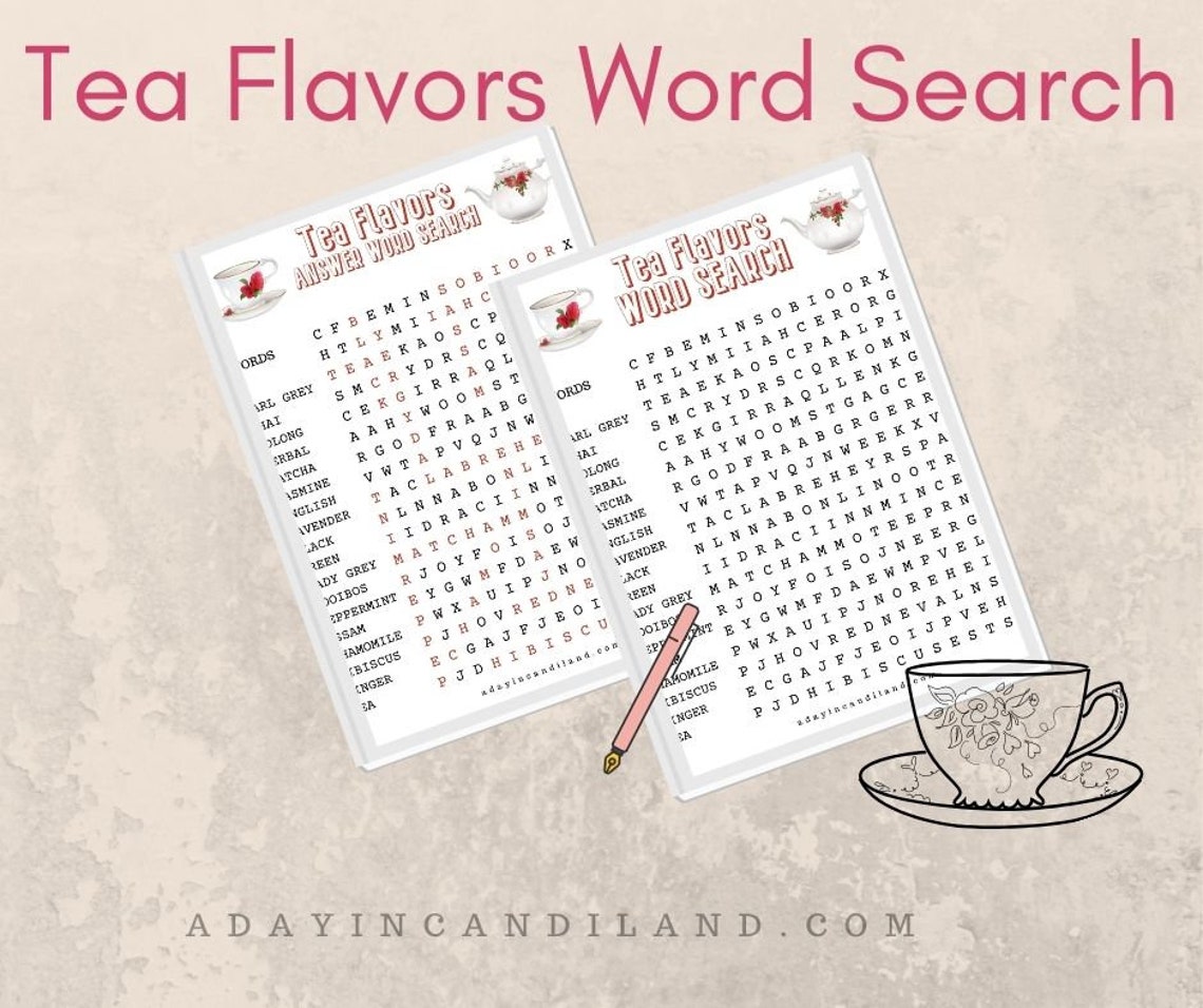 Tea Party Word Search, Word Find, Printable Word Search, Tea Party ...