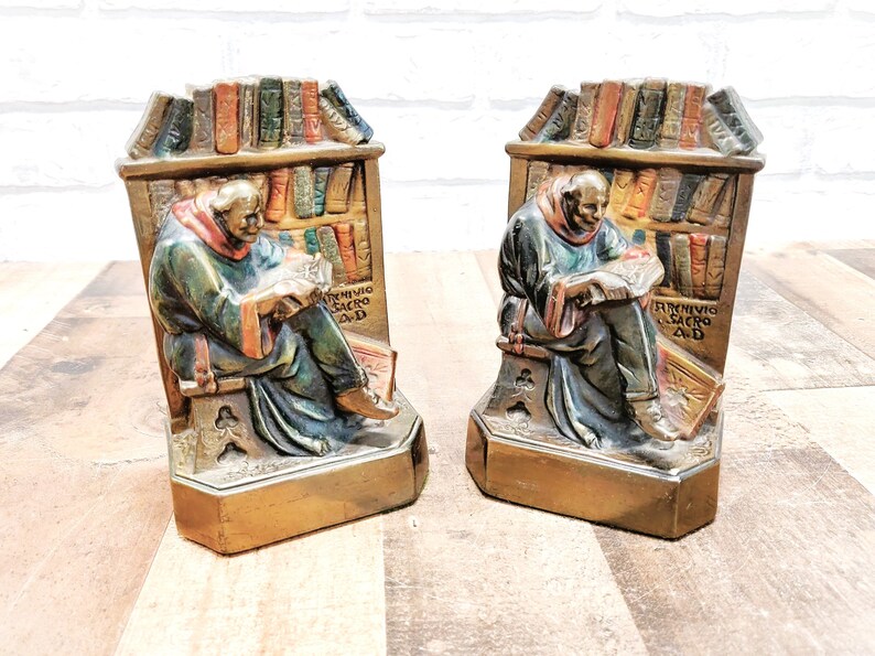1920's GALVANO Bronze Clad Studious Monk BOOKENDS Set Pair - Etsy