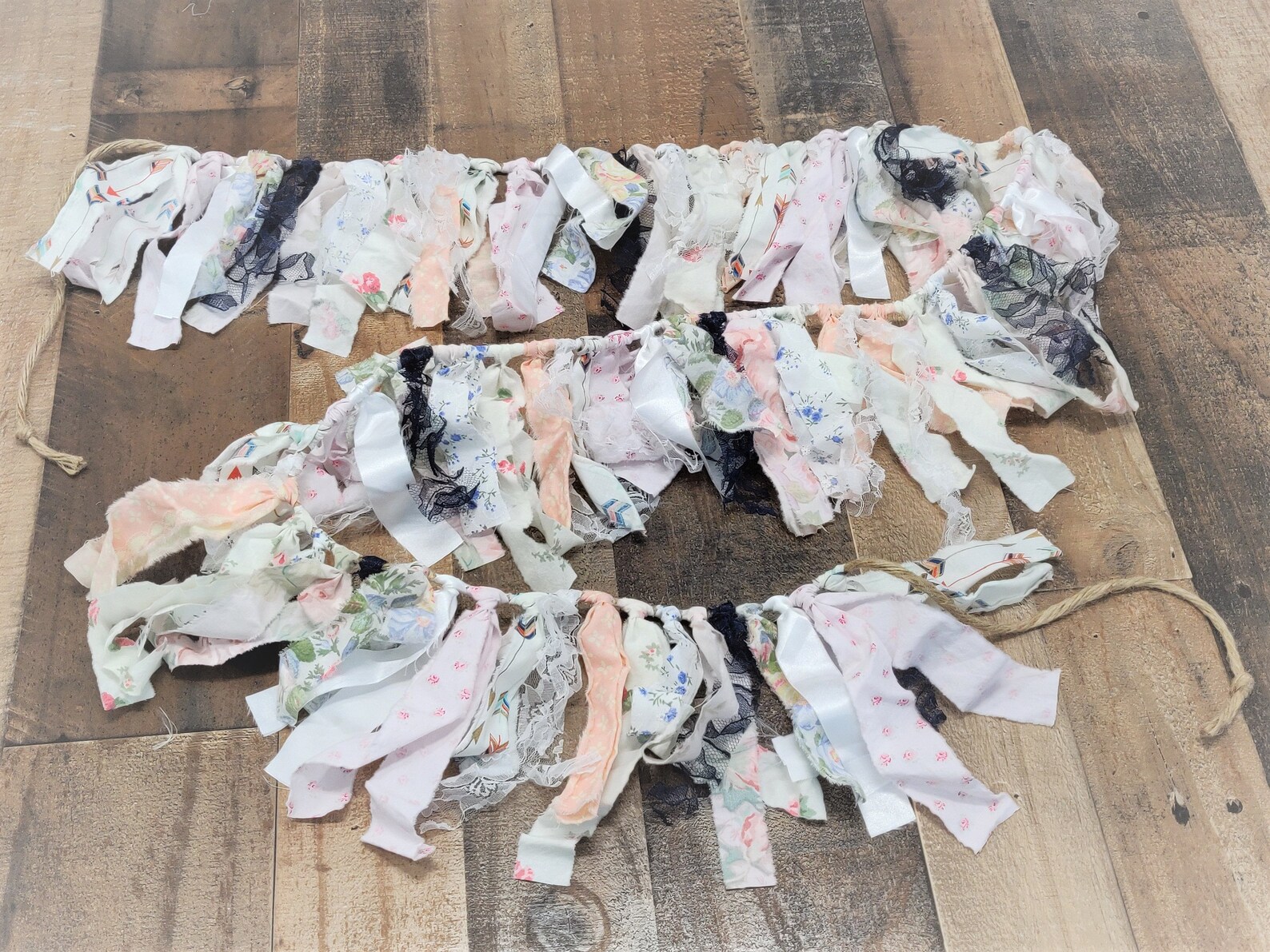 Romantic Shabby Pink Yellow Roses Fabric Rag Garland Banner | Etsy