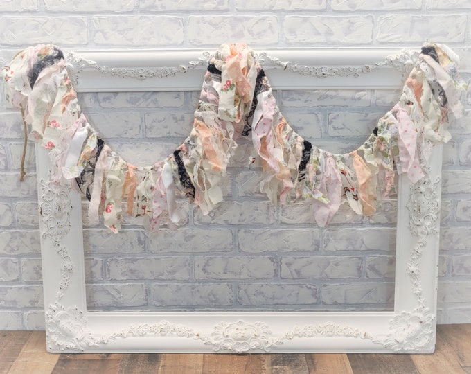 Romantic Shabby Pink Yellow Roses Fabric Rag Garland Banner - Etsy