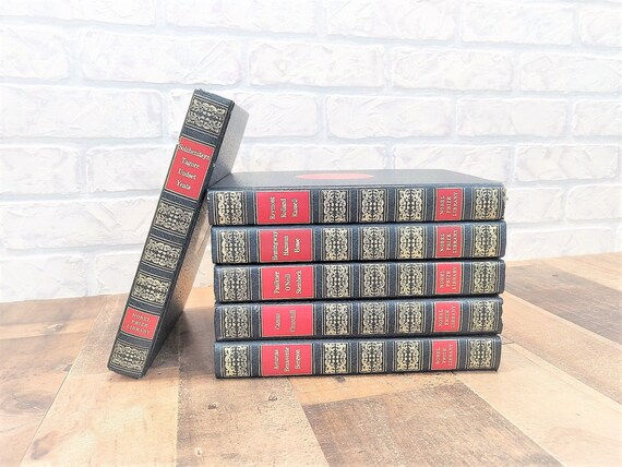 NOBEL PRIZE LIBRARY Metallic Gold Dark Navy Blue Red Tone | Etsy