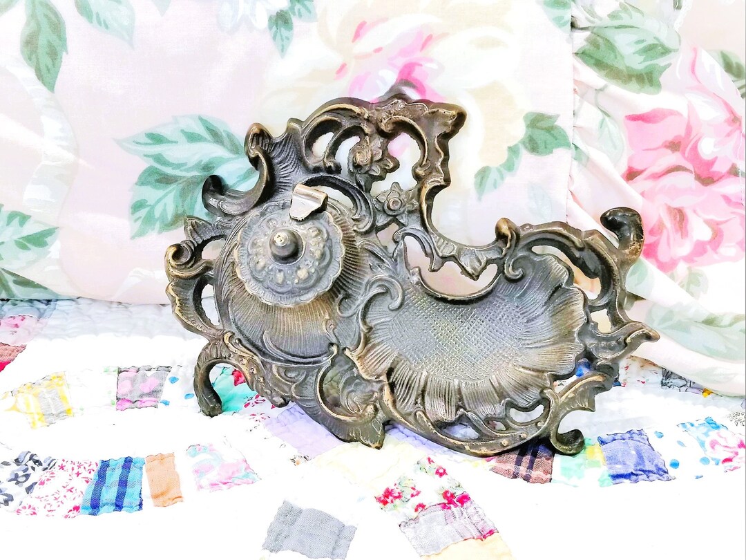 ANTIQUE Writing Calligraphy INKWELL HOLDER Ink Caddy Organizer Pen ...