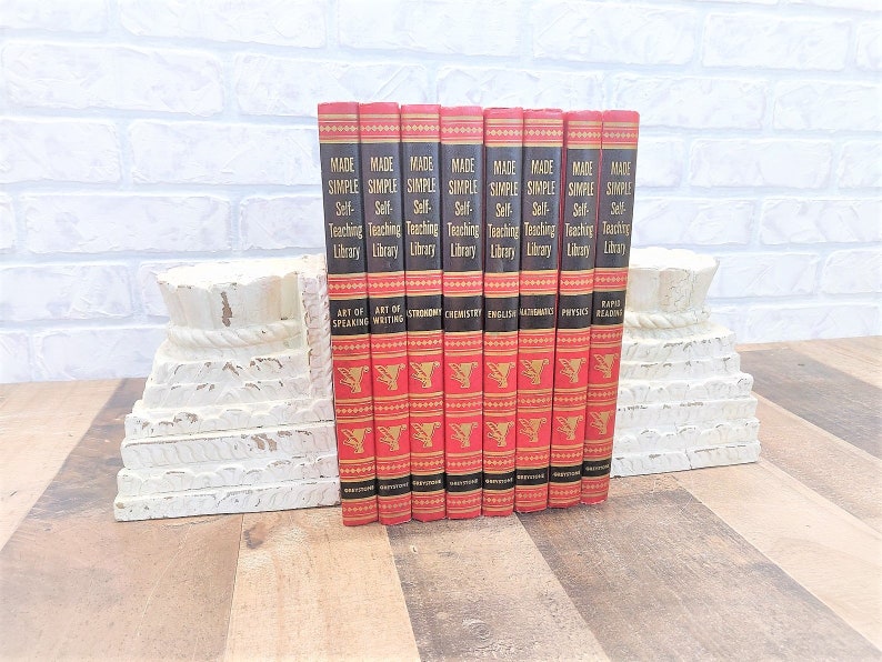 Red Gold Decorative MADE SIMPLE Self-teaching Library Books - Etsy