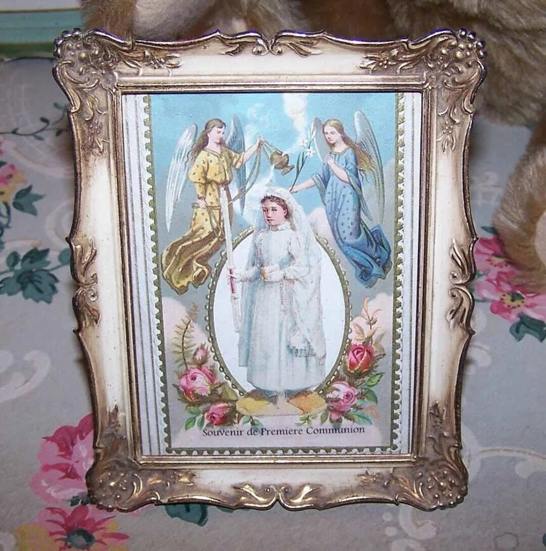 Antique Victorian First Communion Die Cut and Religious Card in Retro ...