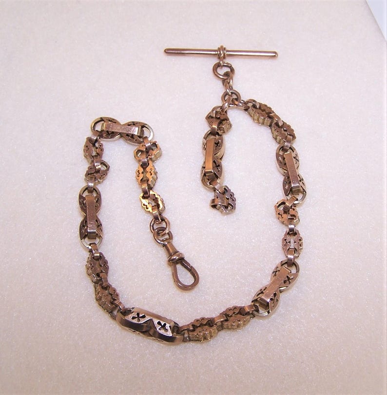 Antique Victorian 9K Gold Watch Chain Extremely Ornate Links 27.1 Grams ...