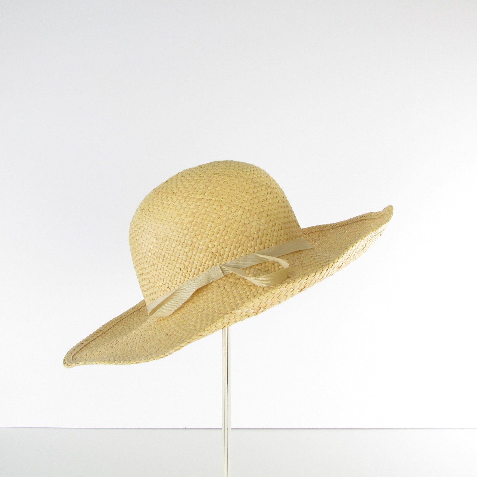 Vintage 1980s Wide Brim Straw Hat by Eaton | Etsy