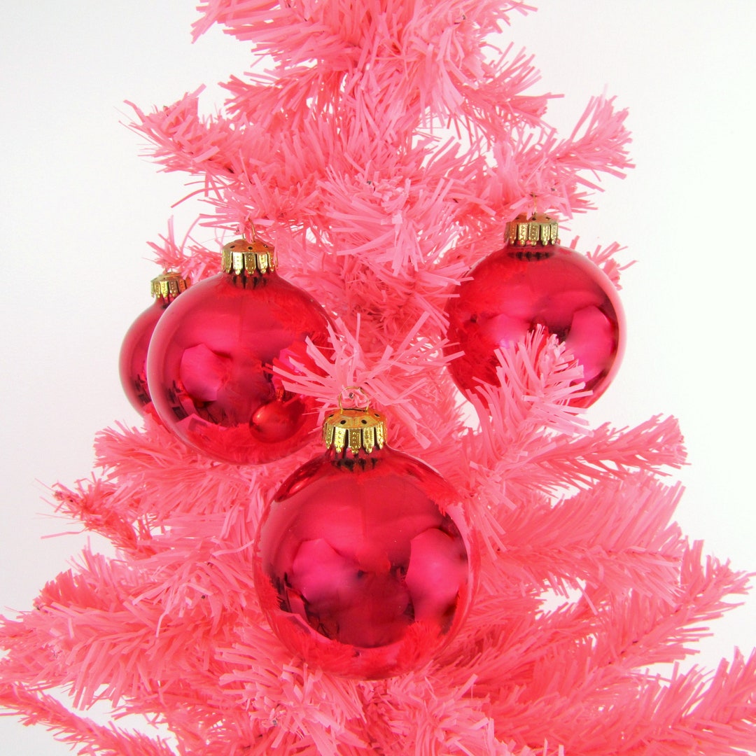 Vintage Red Christmas Tree Ornaments - Glass Decorations Set of 4 ...