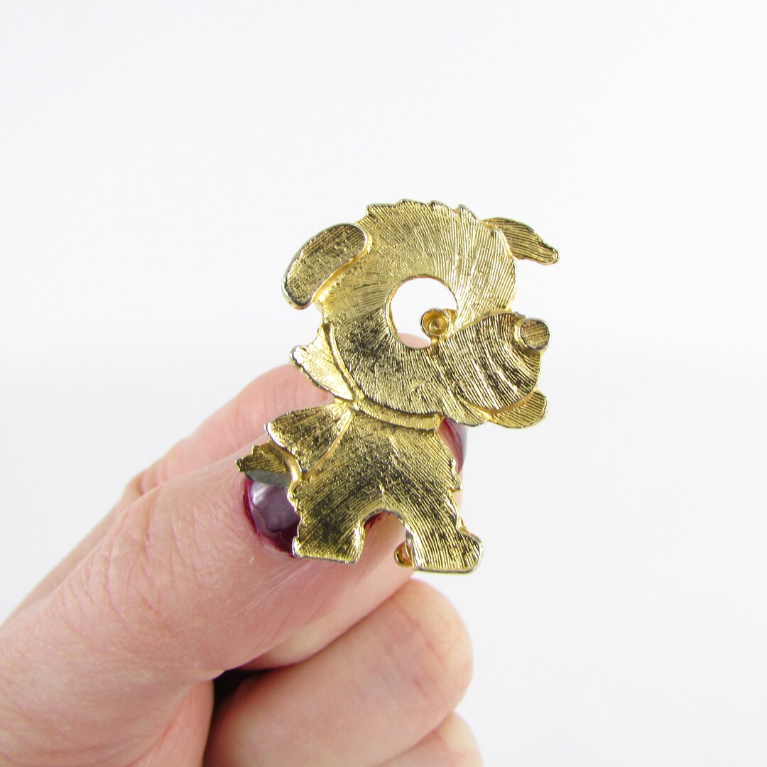 Clearance Sale Vintage Dog Brooch - Gold Dog Pin - Costume Jewelry ...
