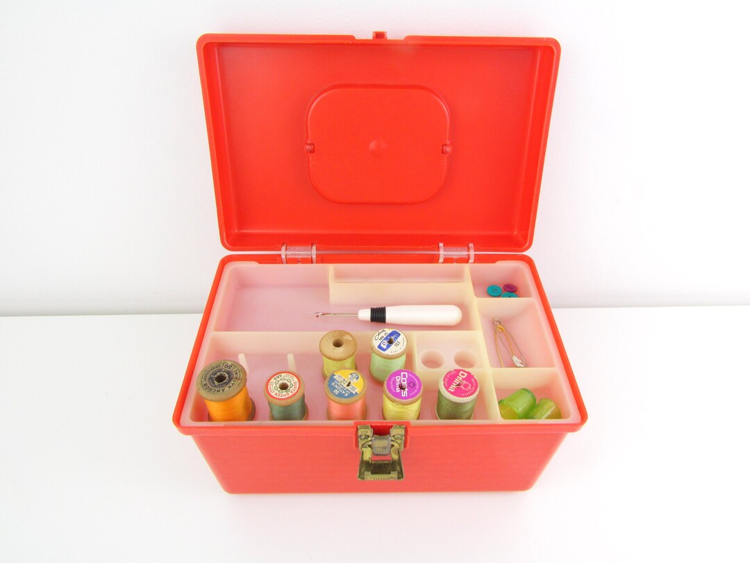 Vintage Red Sewing Kit Box - Craft Storage Caddy Container by Wilson - Etsy