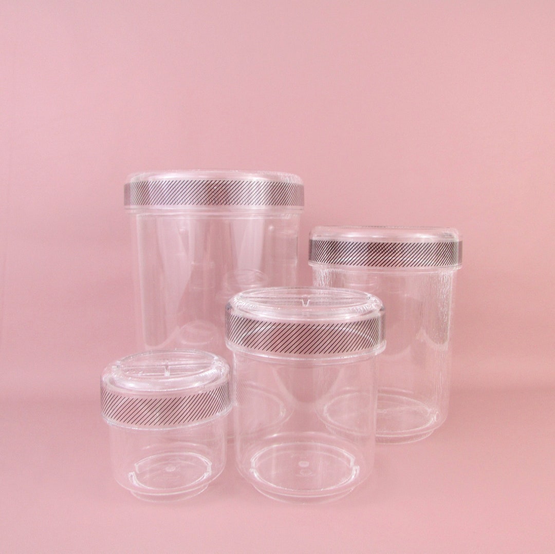Vintage Modern Acrylic Canisters Set of 4 - Clear Transparent Kitchen ...