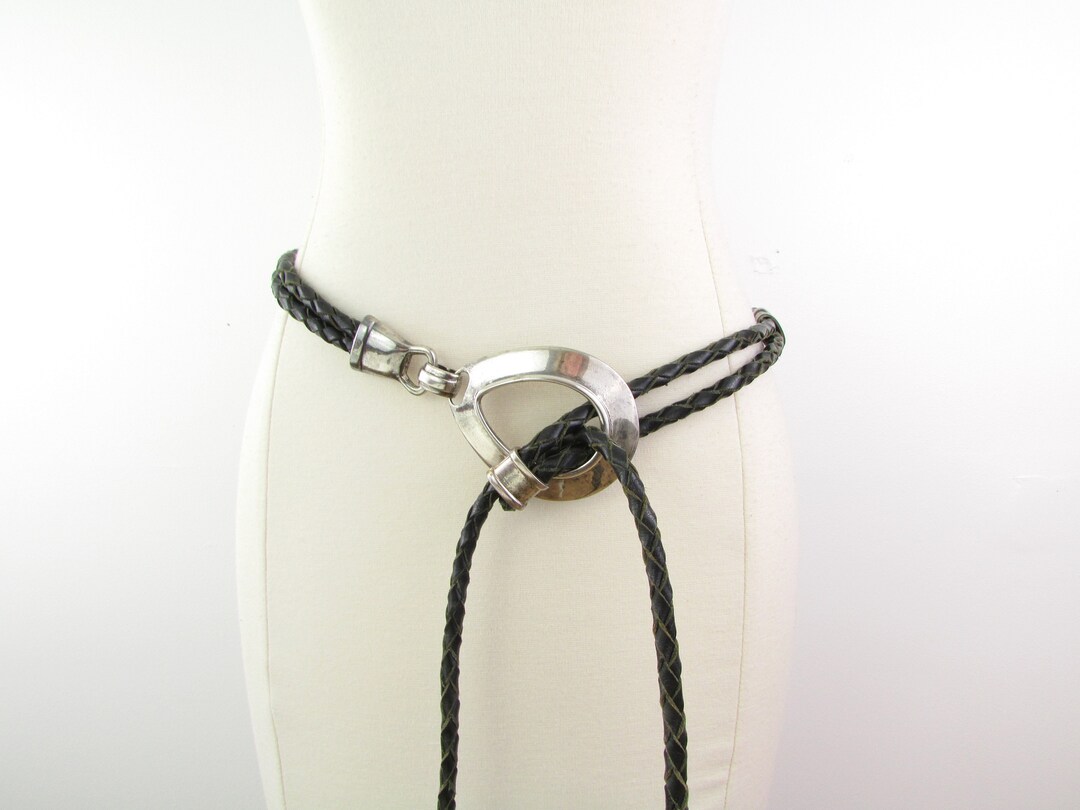 Vintage Western Belt Women Black Leather Silver Cowgirl Lariat Fashion ...