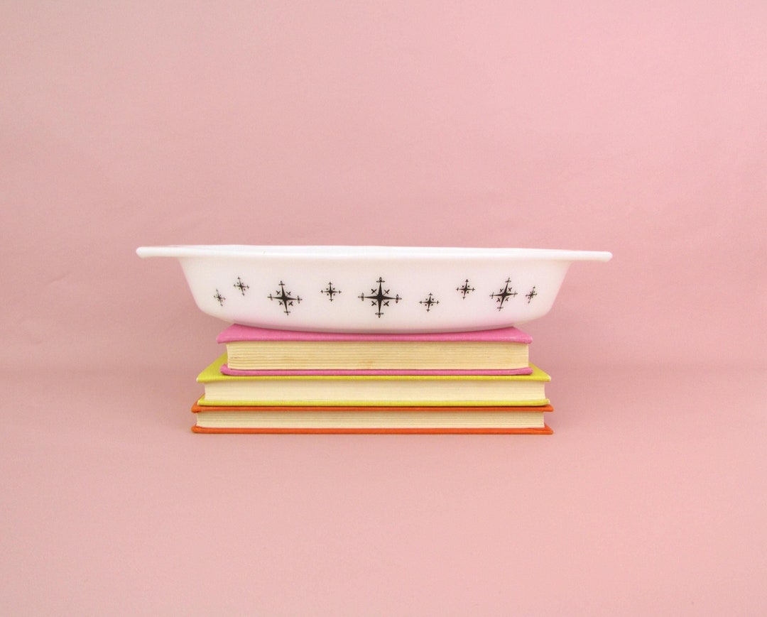 Vintage Pyrex Black Compass Divided Snack Server Dish 1.5 Qt Star ...