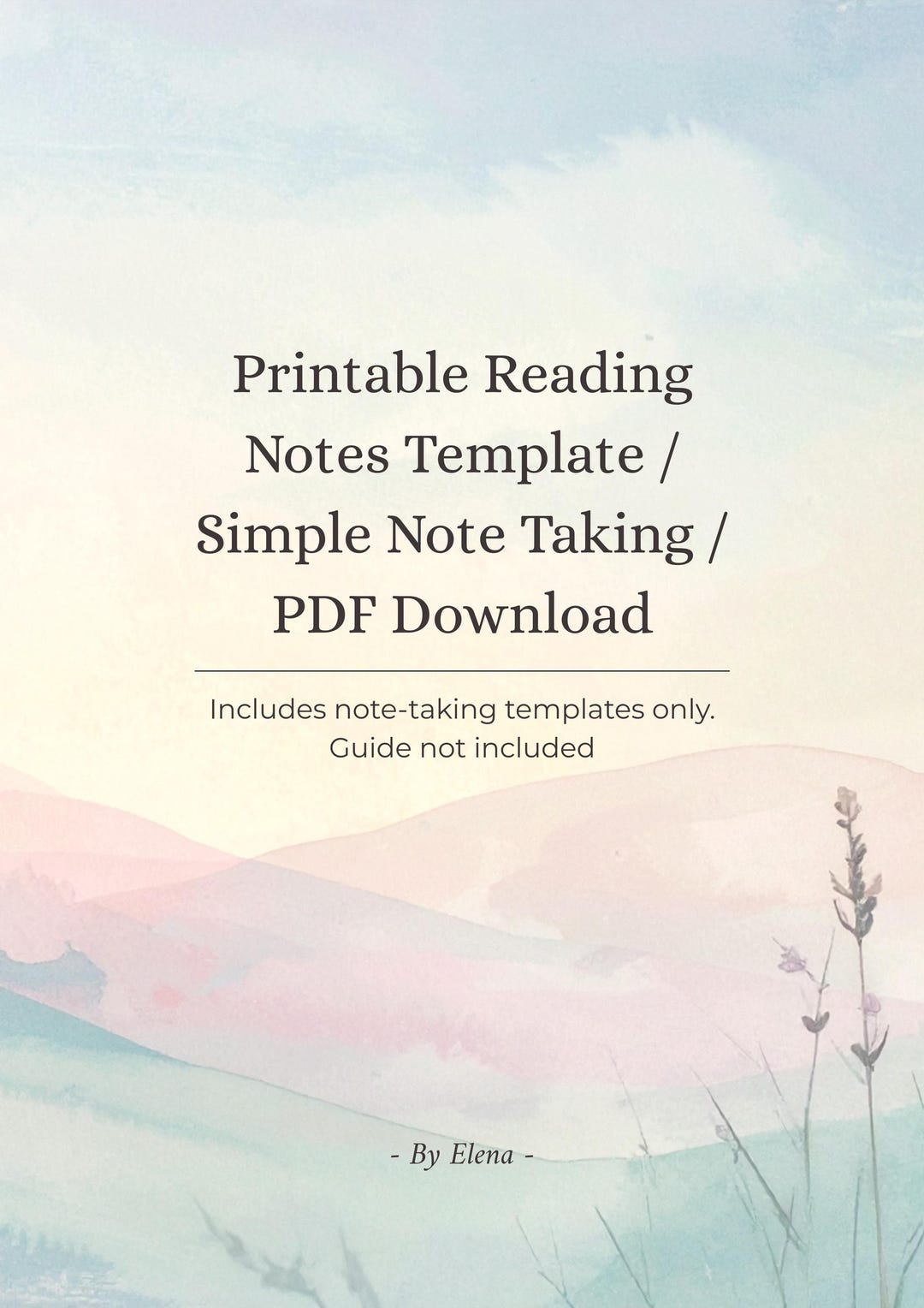 Printable Reading Notes Template / Simple Note Taking / PDF Download - Etsy