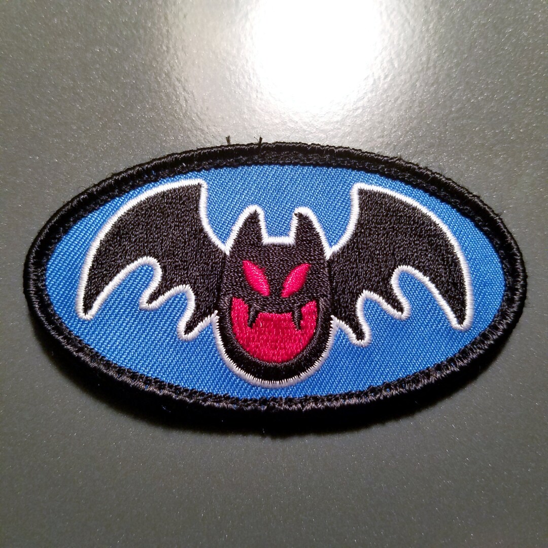 Bat Patch - 3"x 2" Oval Shaped Patch, Custom Embroidered With Hook ...