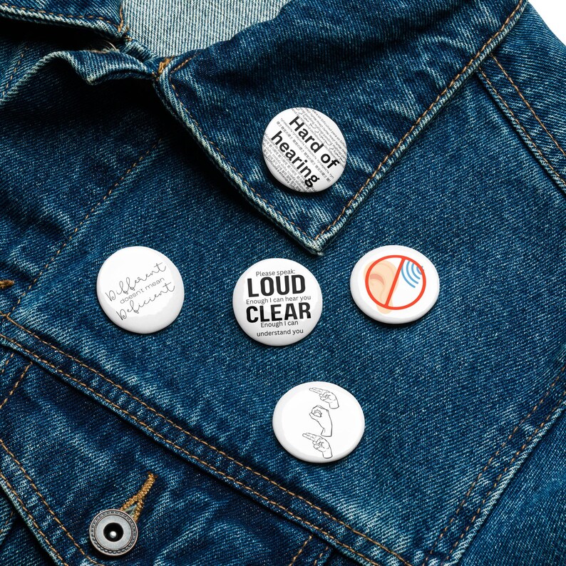 Hard of Hearing Set of 5 Pin Buttons - Etsy