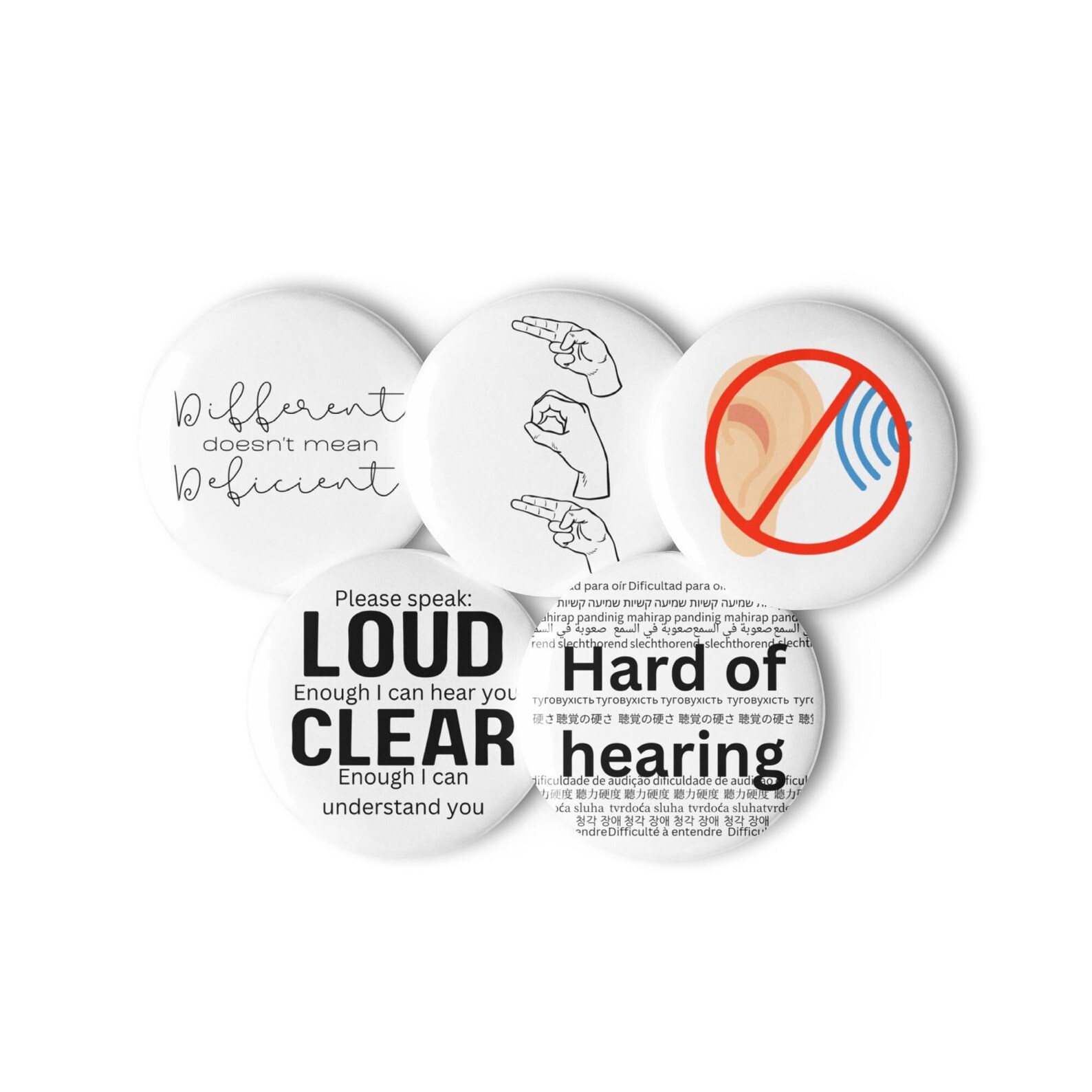 Hard of Hearing Set of 5 Pin Buttons - Etsy