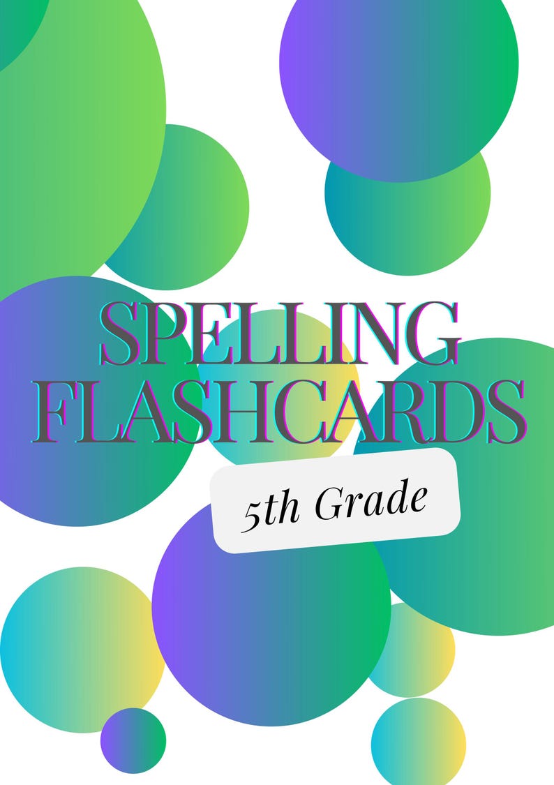 5th Grade Spelling Flashcards - Etsy