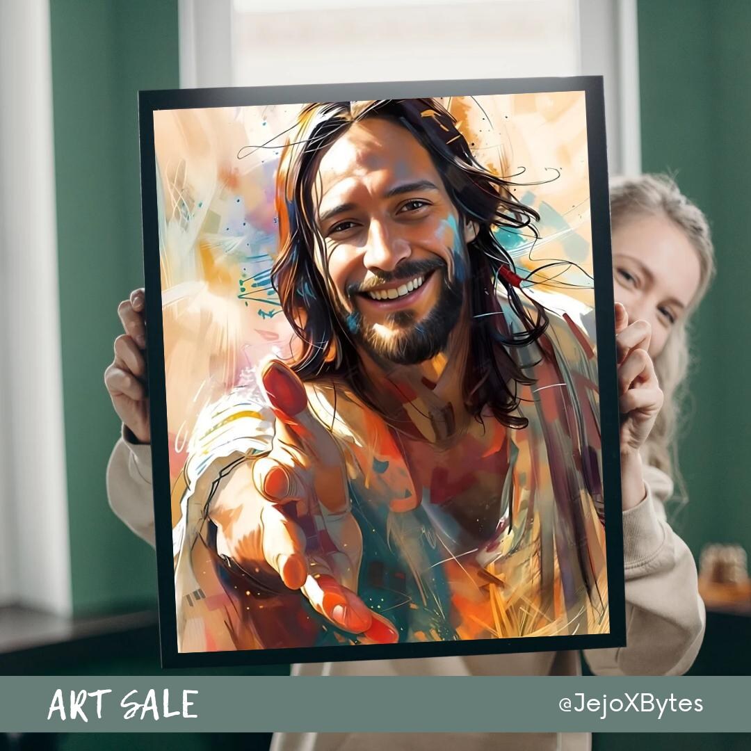 Colorful Jesus Portrait Wall Art Printable – Christian Wall Decor ...