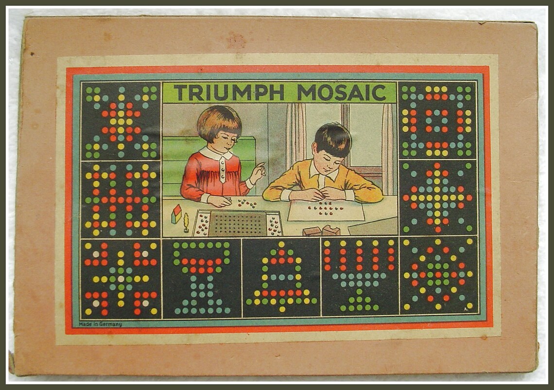 TRIUMPH MOSAIC Antique German Clay Marble Game 1930s 60 Peewee Foils - Etsy