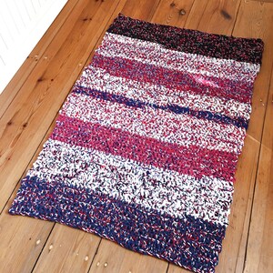 Confetti RAG RUG - Red, White & Blue - Crochet - Repurposed T-shirts ...