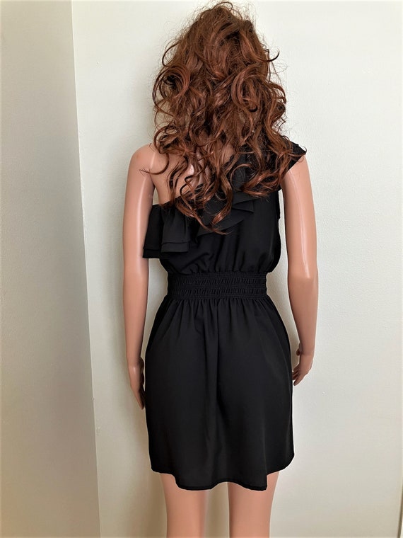 Vintage Body Central One Shoulder Ruffle Neck Mini Dr… - Gem