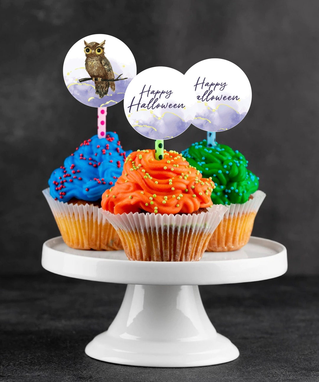 Round Cupcake Topper Printable Halloween Cupcake Toppers for - Etsy