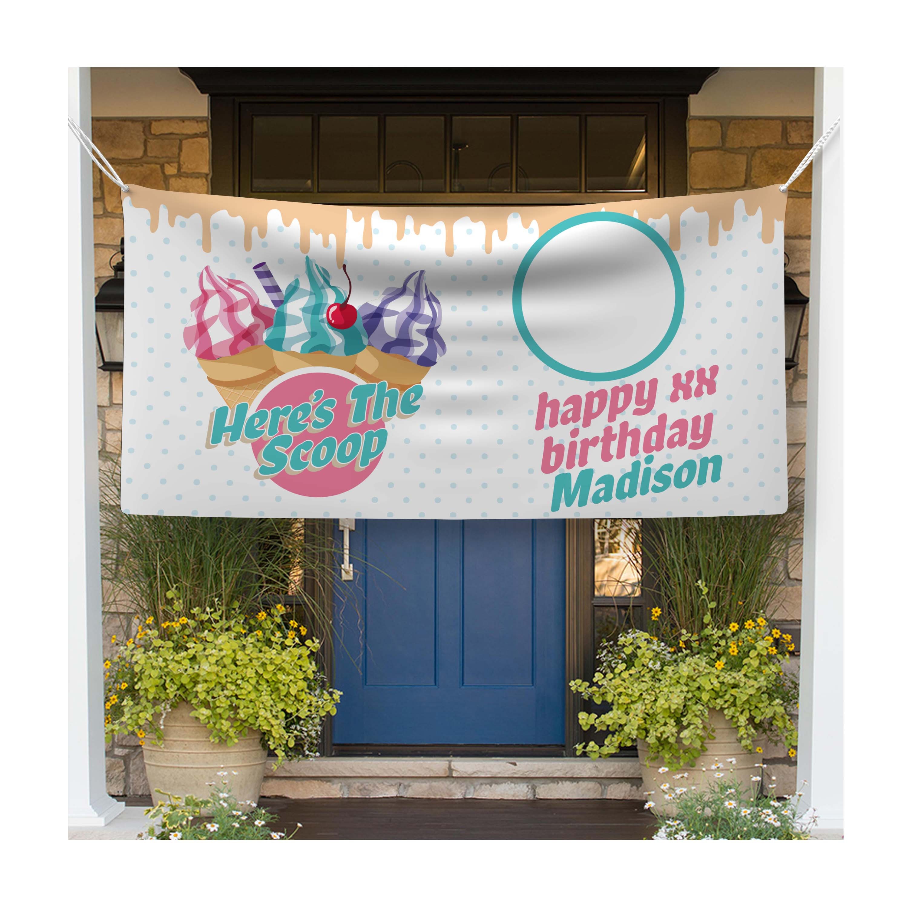 Ice Cream Themed Happy Birthday Banner Custom Vinyl Banner - Etsy
