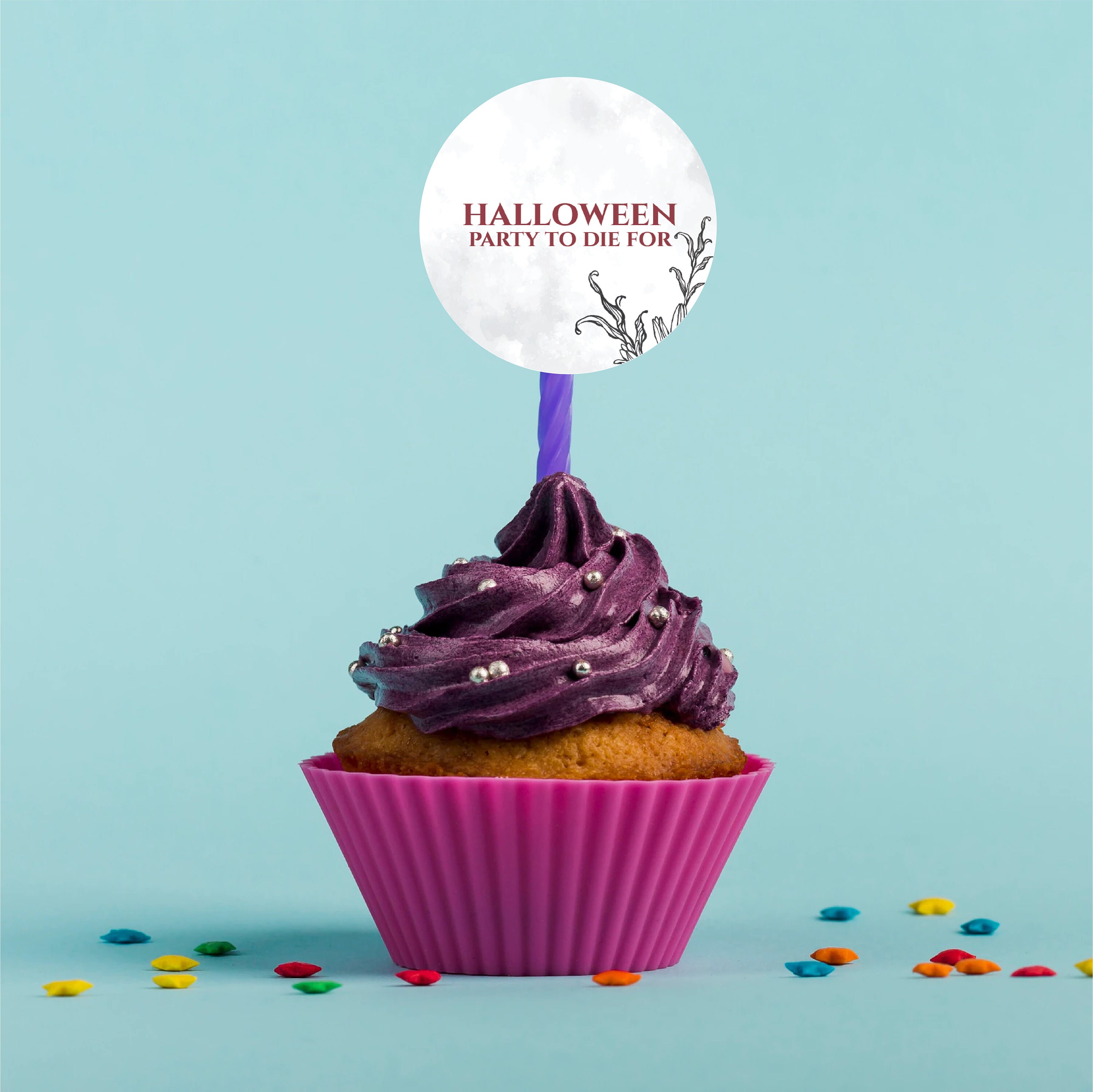 Cupcake Topper Printable Halloween Cupcake Toppers Digital Etsy