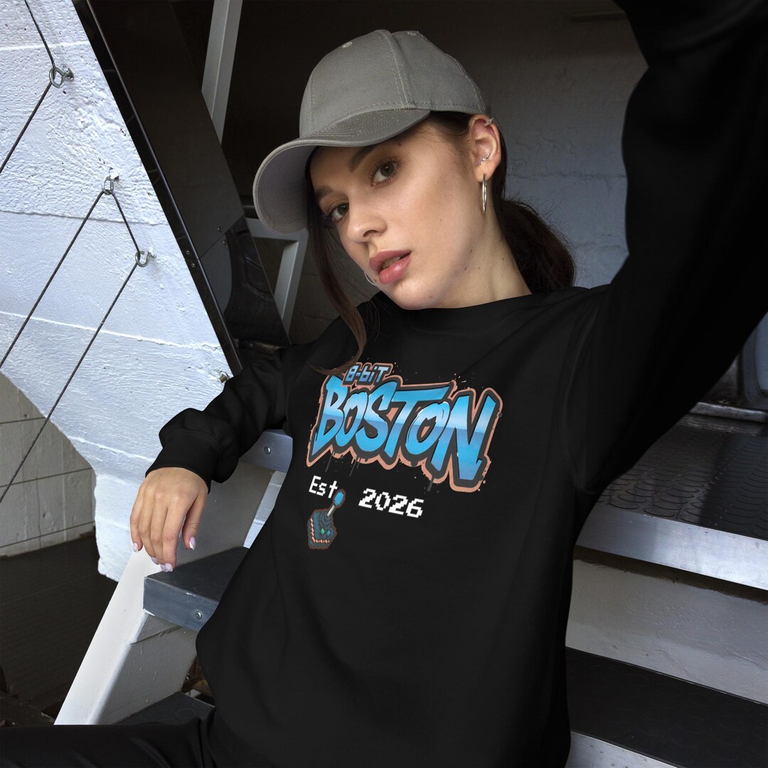 8bit Boston Graffiti Logo Sweatshirt Retro Gaming Boston Pride Crewneck ...