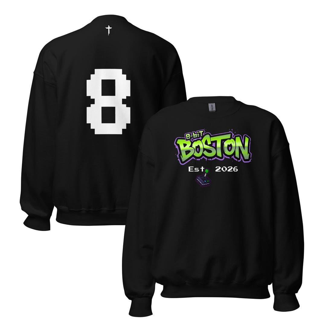 8bit Boston Graffiti Logo Sweatshirt Retro Gaming Boston Pride Crewneck ...