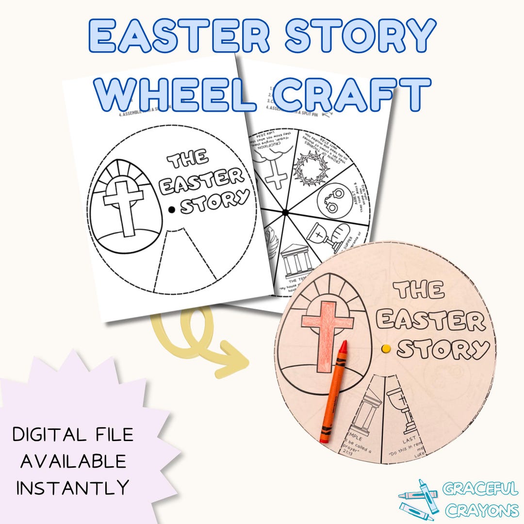 Easter Story Wheel Craft, Bible Spinner, Sunday School Lesson Digital ...